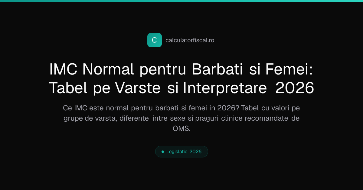 IMC Normal pentru Barbati si Femei: Tabel pe Varste si Interpretare 2026